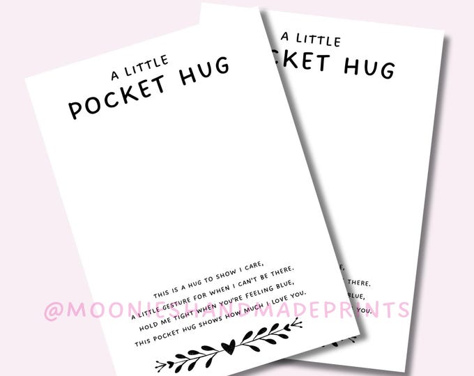 Pocket Hug PNG, Digital Download Backing Cards, Printable Gift Card ...