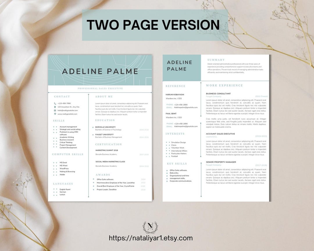Modern Resume Template With Cover Letter & Business Card | Canva CV ...