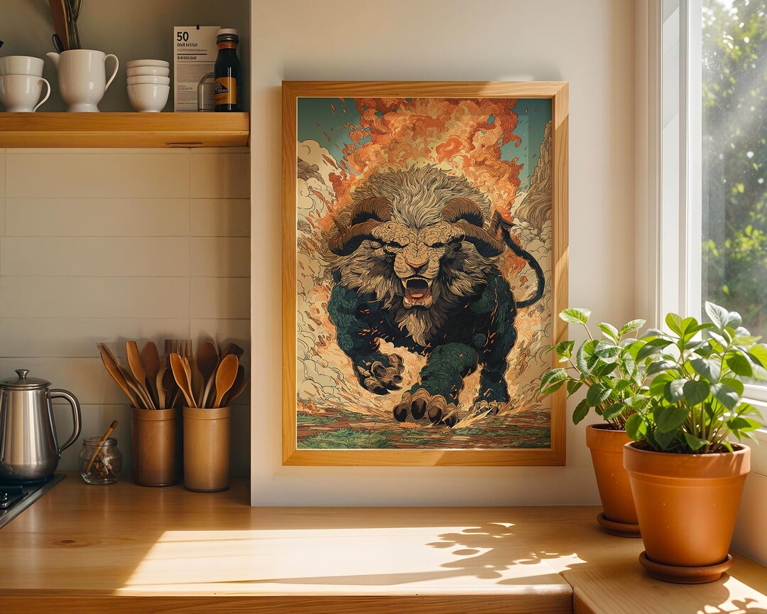 Chimera Three Form Beast of Fire - Greek Mythology - Traditional Ukiyo ...