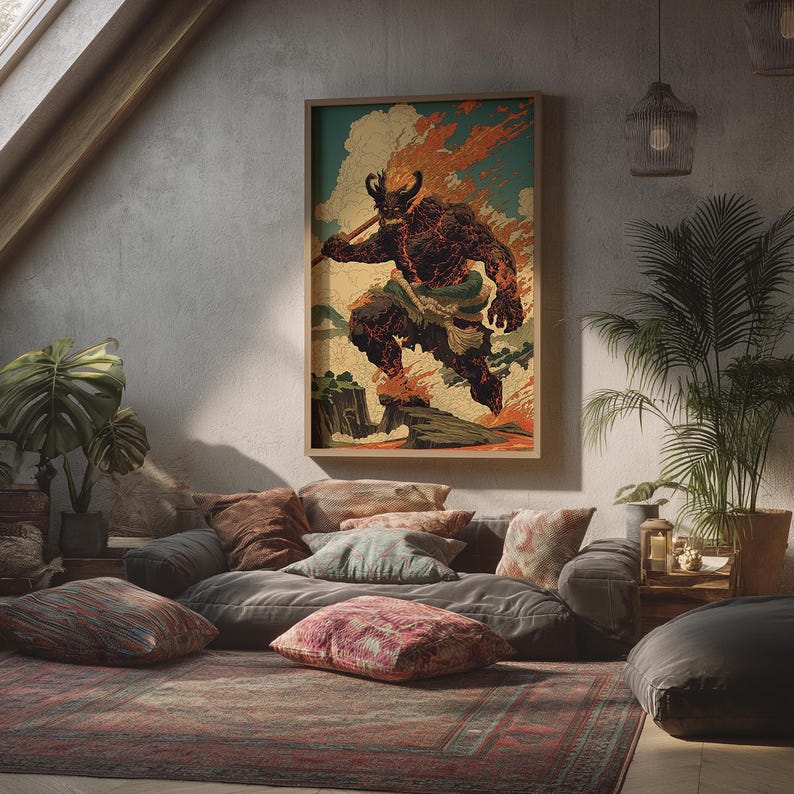 Surtur Fire Giant of Ragnarok - Norse Mythology - Traditional Ukiyo E ...