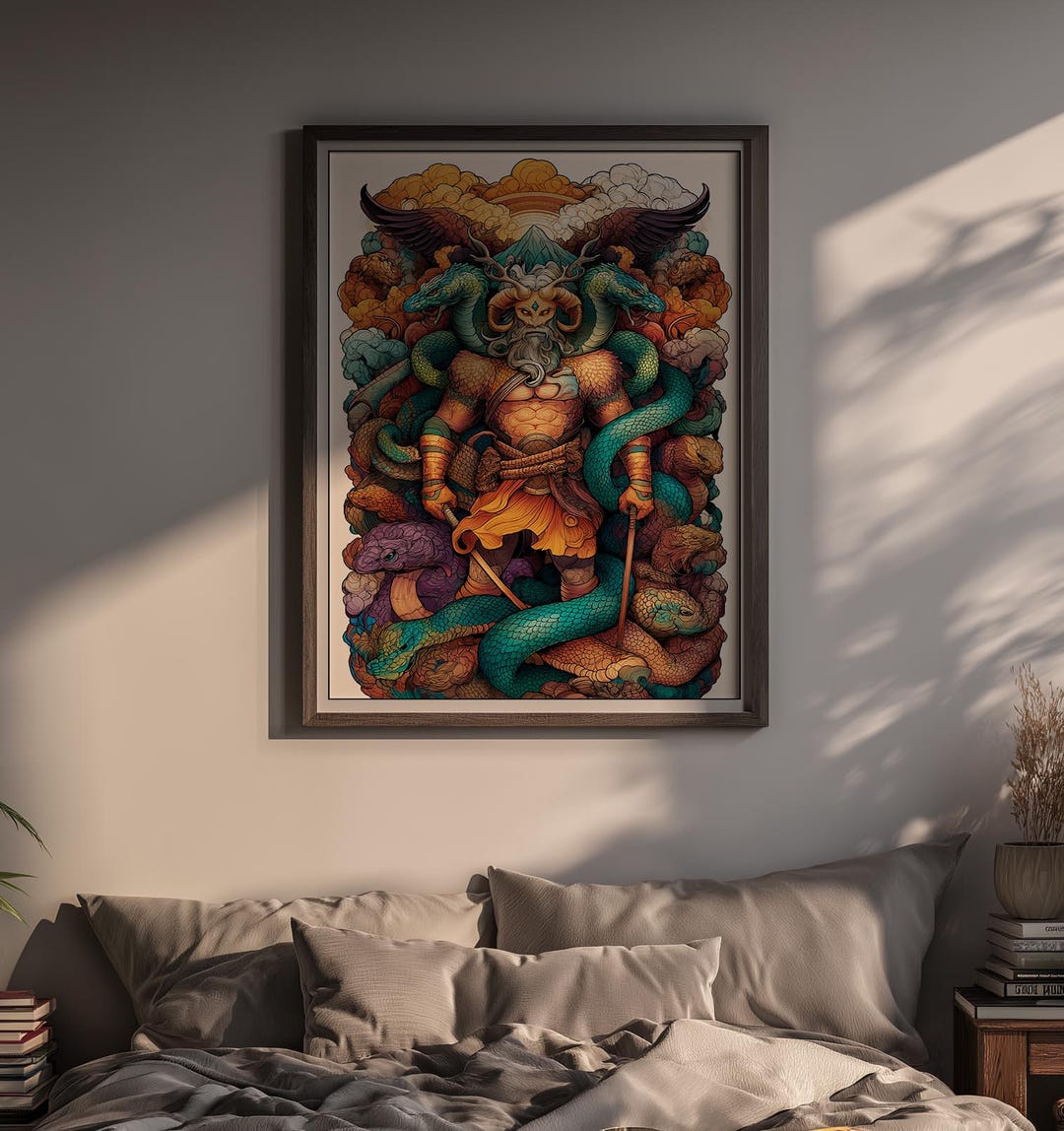 Typhon Father of Monsters - Greek Mythology - Art Nouveau Style - Etsy