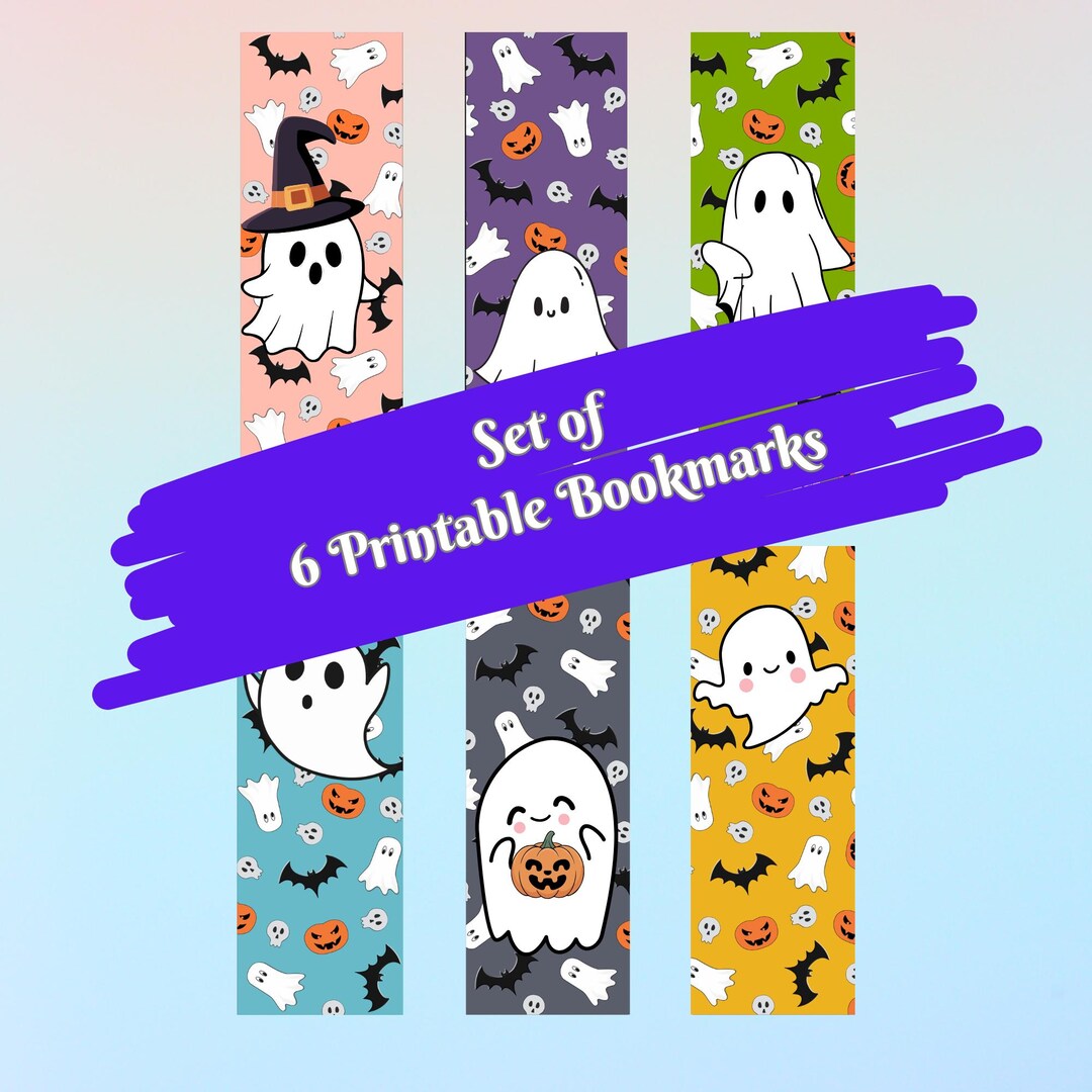Printable Halloween Bookmarks Set of 6 | Cute Ghosts | Digital ...