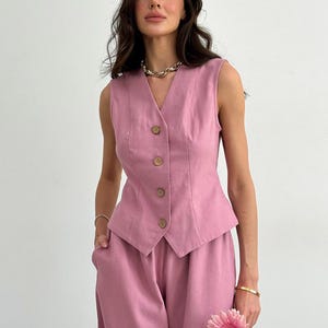 Linen Vest and Shorts Set for Women – Summer Two Piece Outfit or ...