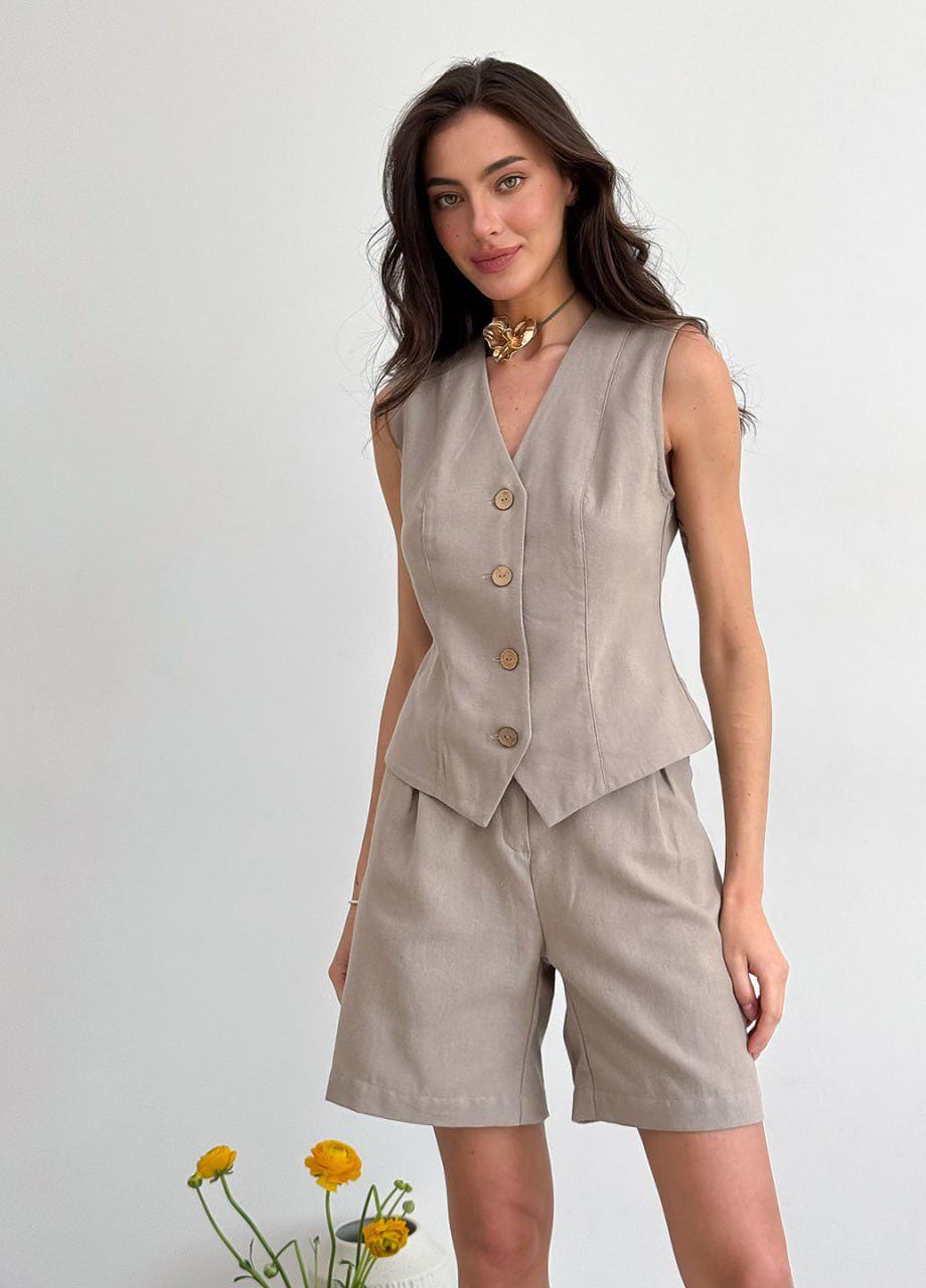 Linen Vest and Shorts Set for Women – Summer Two Piece Outfit or ...