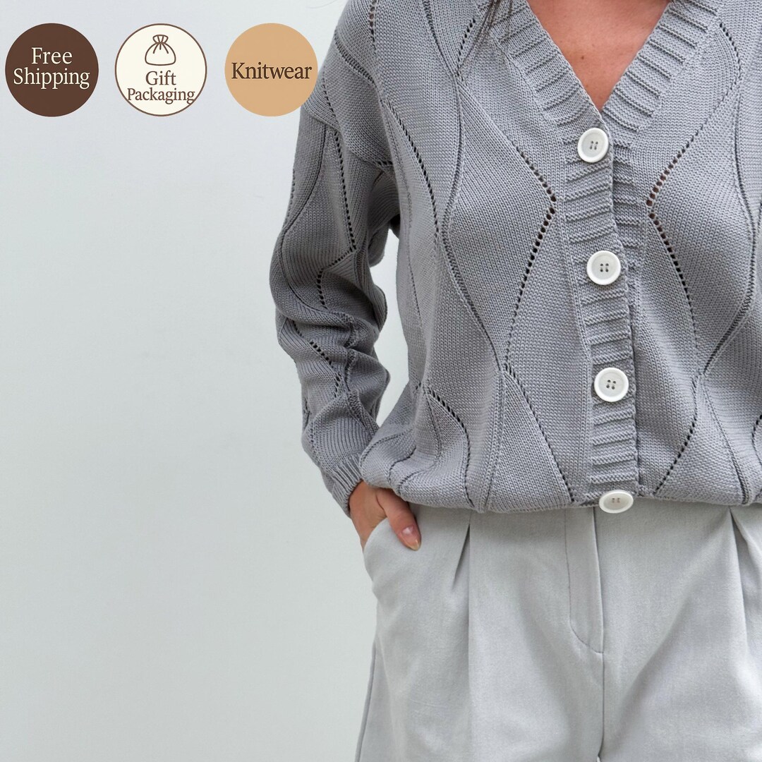 Cotton Cardigan Sweaters for Women, Cozy Knit Cardigan for Her.chunky ...