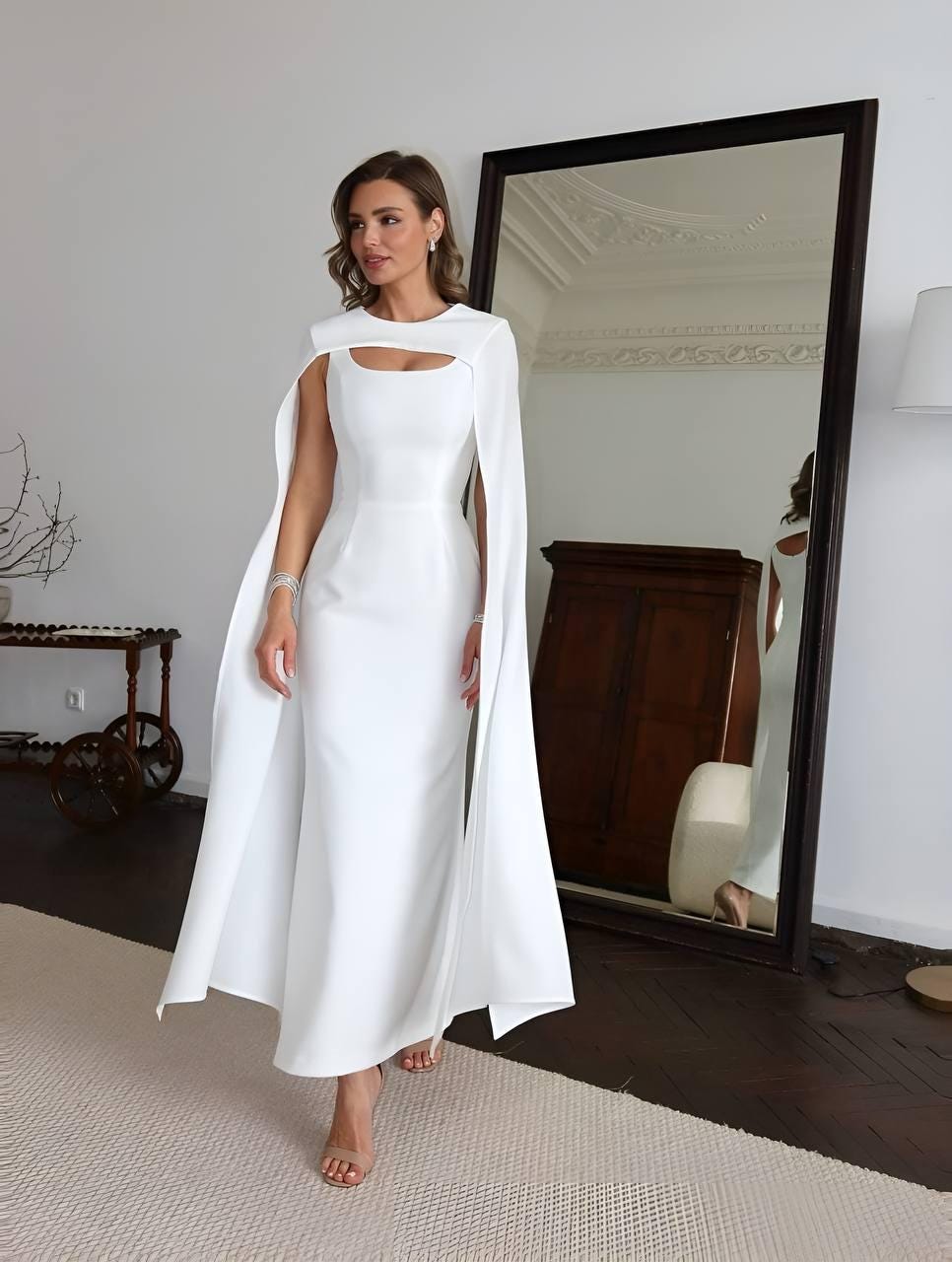 Elegant Cape Dress, Long Evening Dress With Cape, Modern Formal Outfit ...