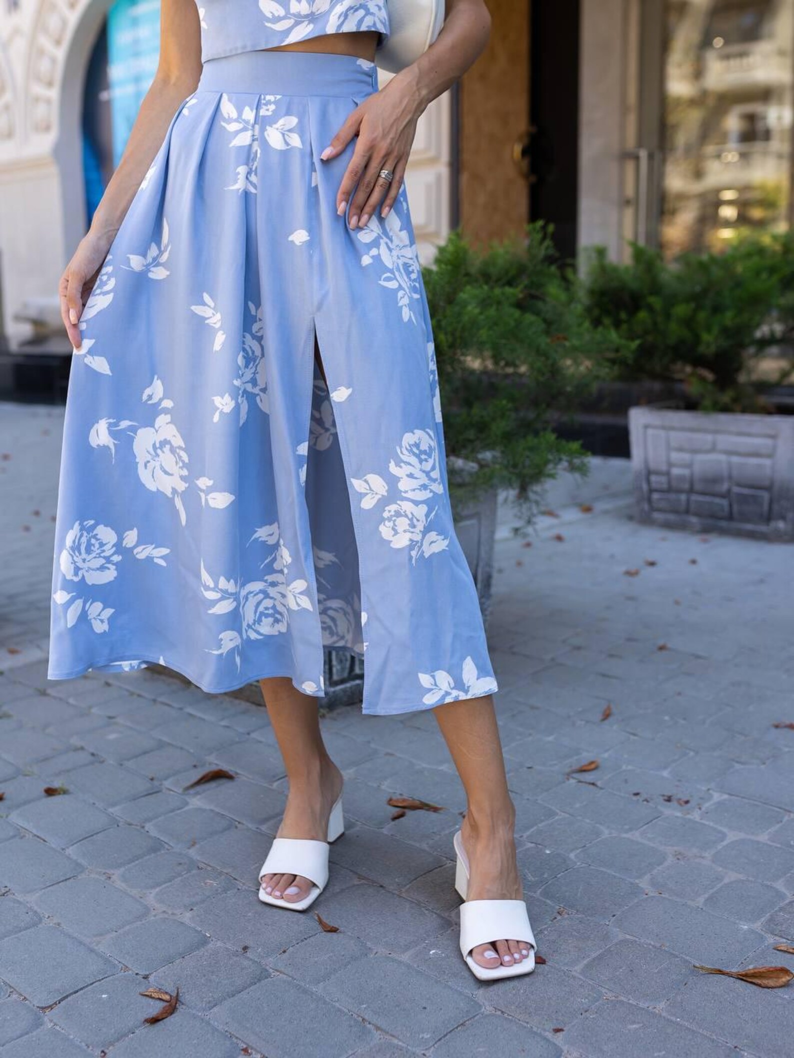 Floral Two Piece Skirt and Top Set, Summer Lightweight Women Outfit ...