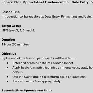 Lesson Plan Option for Excel Spreadsheet Worksheet | Digital Classroom ...