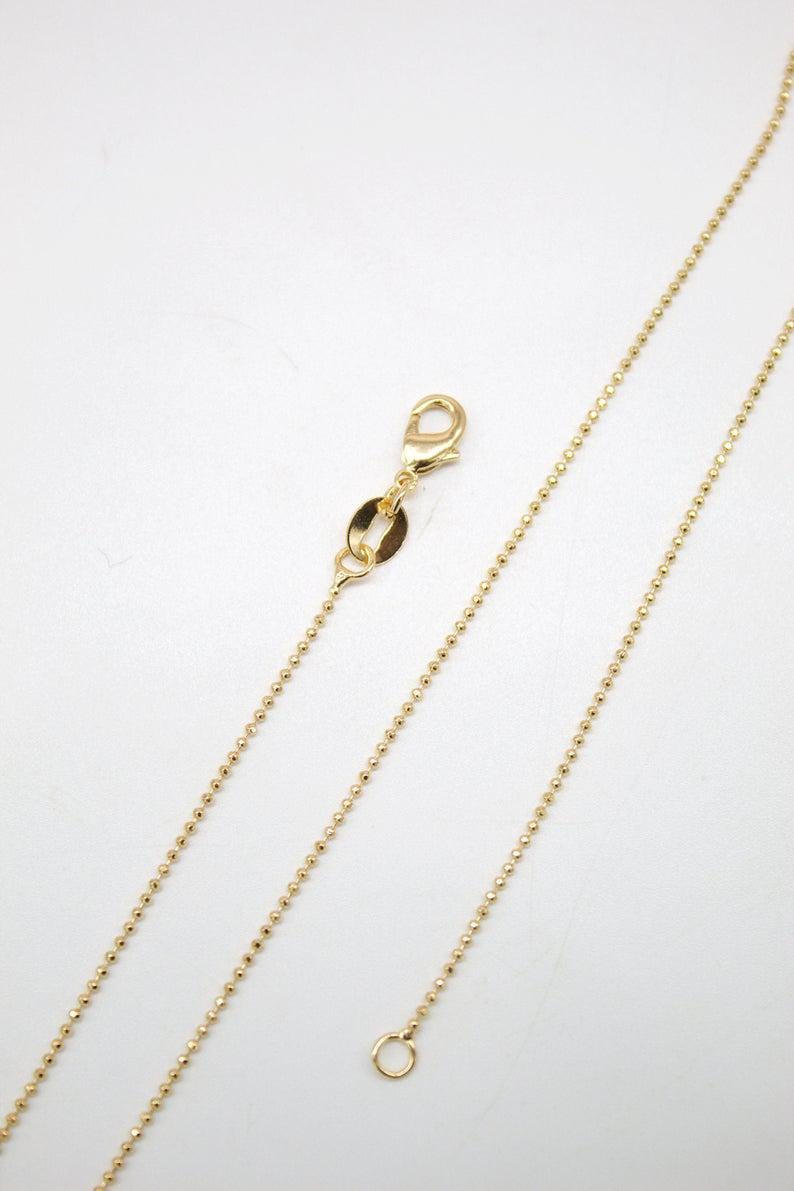 Ball Chain Diamond Cut 1mm | Ultra Thin Diamond Ball Necklace | Micro ...