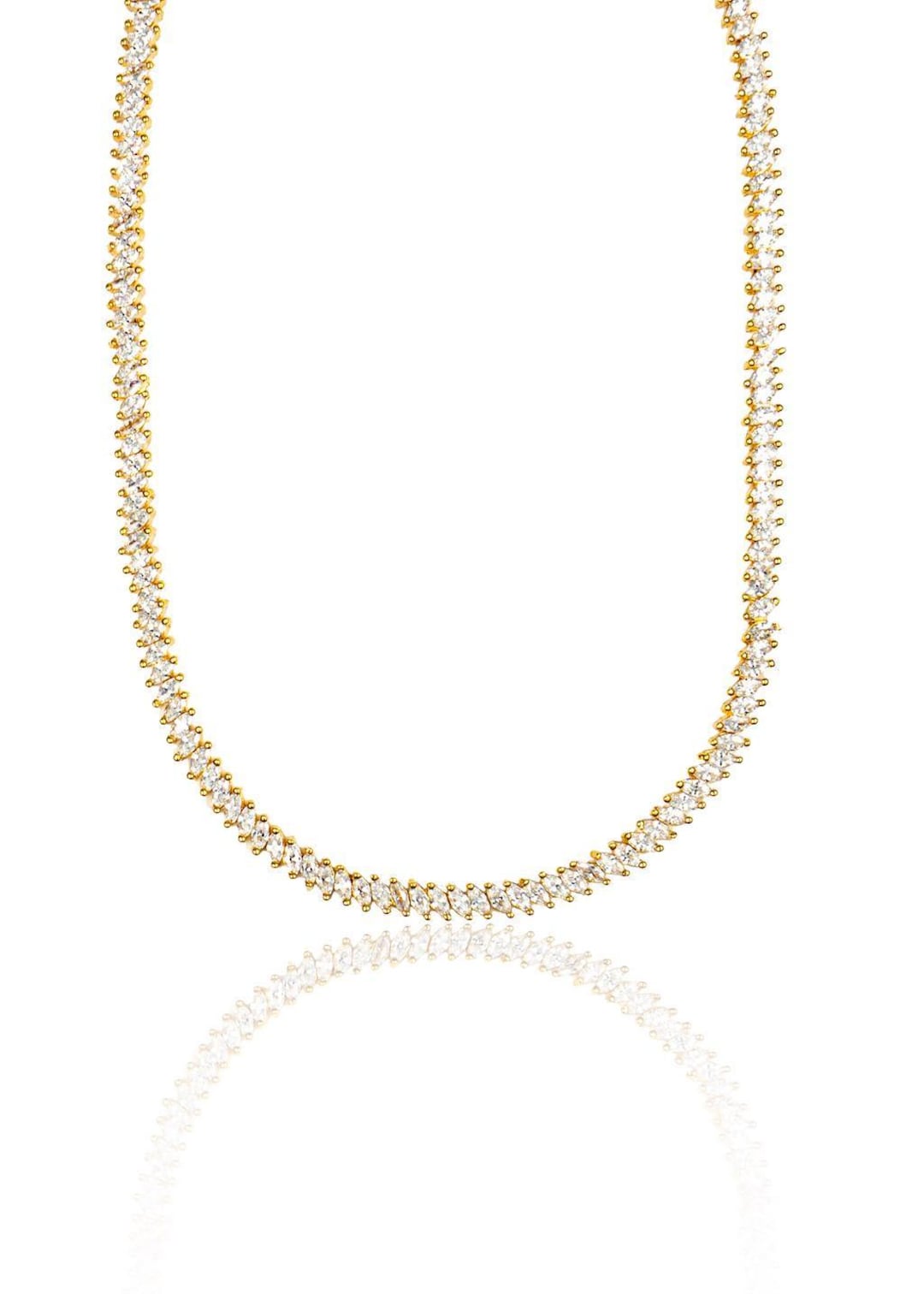 Slanted Marquise CZ Tennis Choker | Angled Marquise CZ Necklace ...