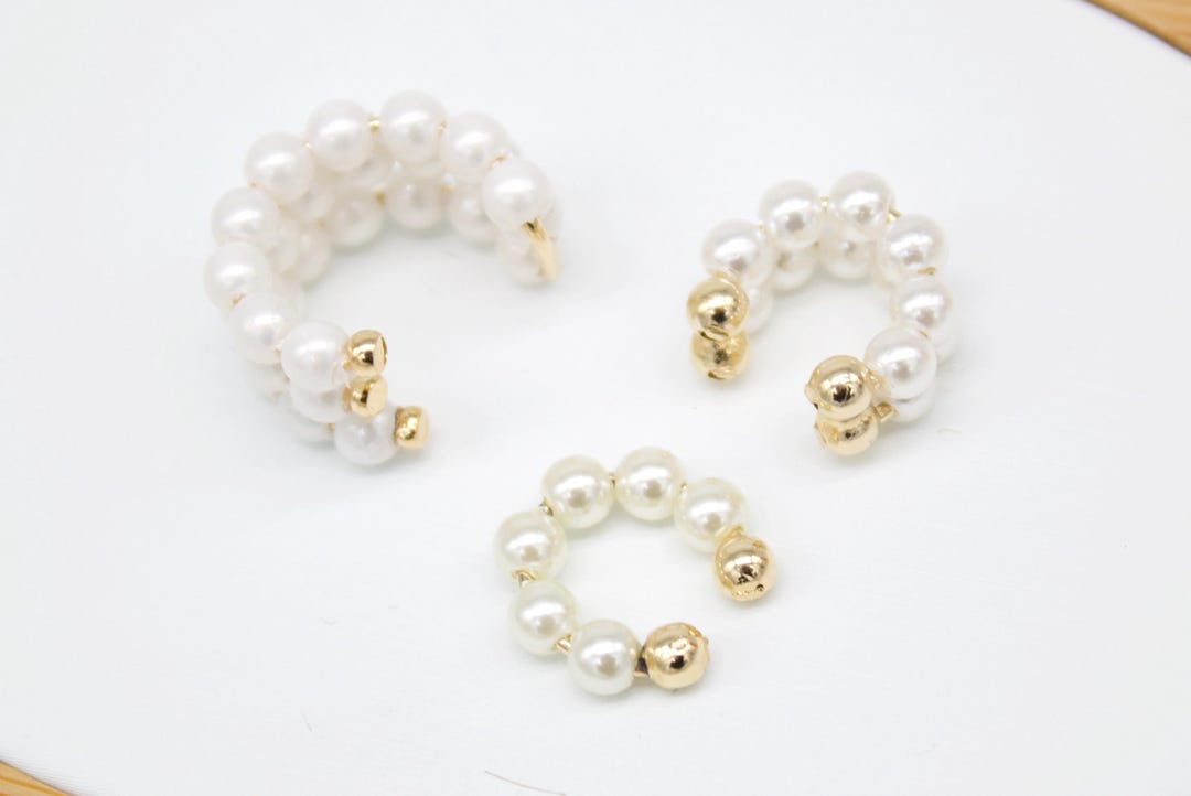 Pearl Bead Ear Cuffs | Pearl Ear Cuff Jewelry | Non-piercing Ear Cuff ...