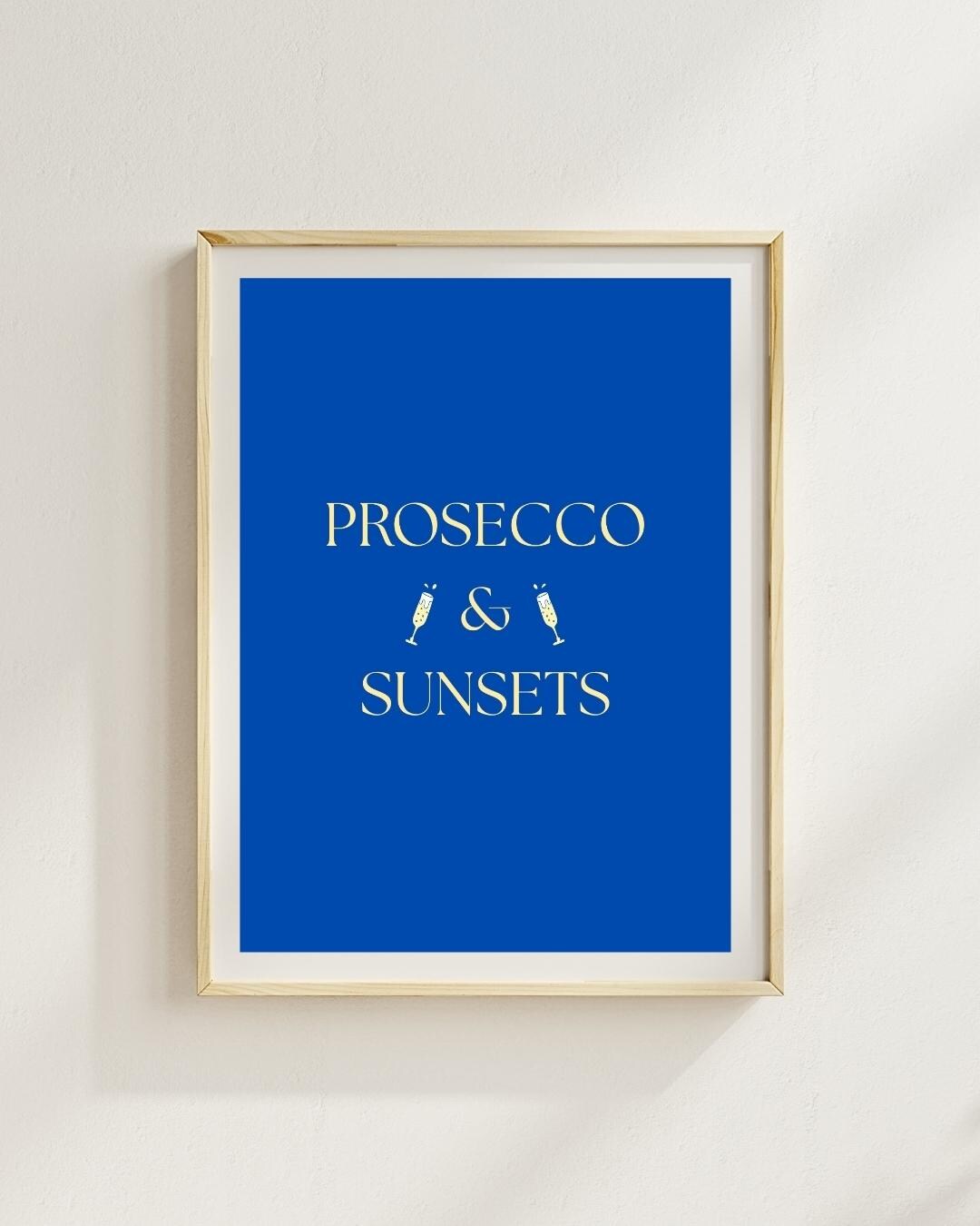 Prosecco & Sunsets Printable Wall Art | Blue and Yellow Digital Print ...