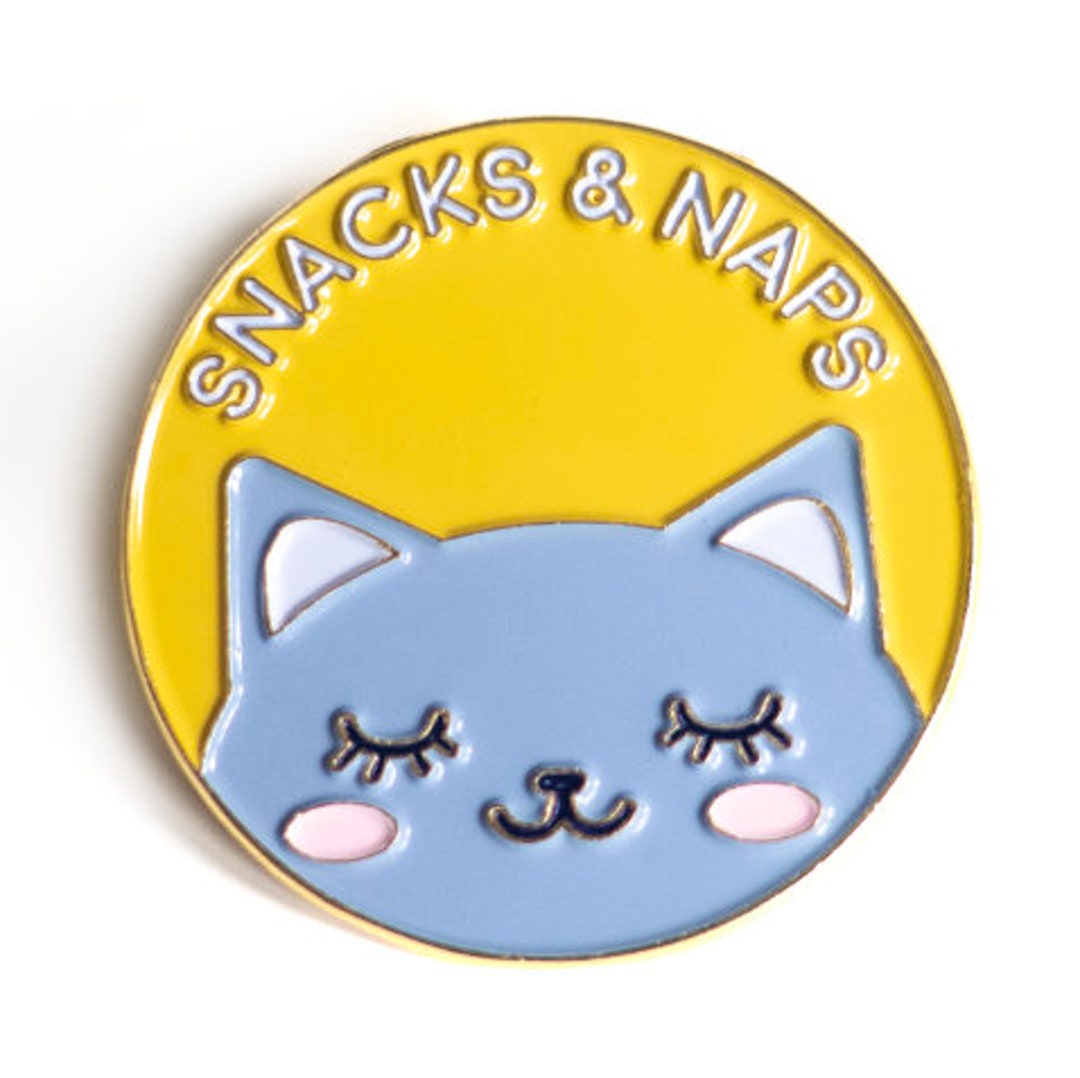 Snacks & Naps Cat Pin Cute Cat Pin Gifts for Cat Lovers Sleepy Naps ...