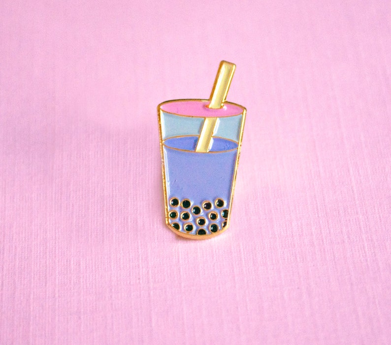 Bubble Tea Boba Enamel Pin Kawaii Cute Food Taro Purple Tapioca Milk ...
