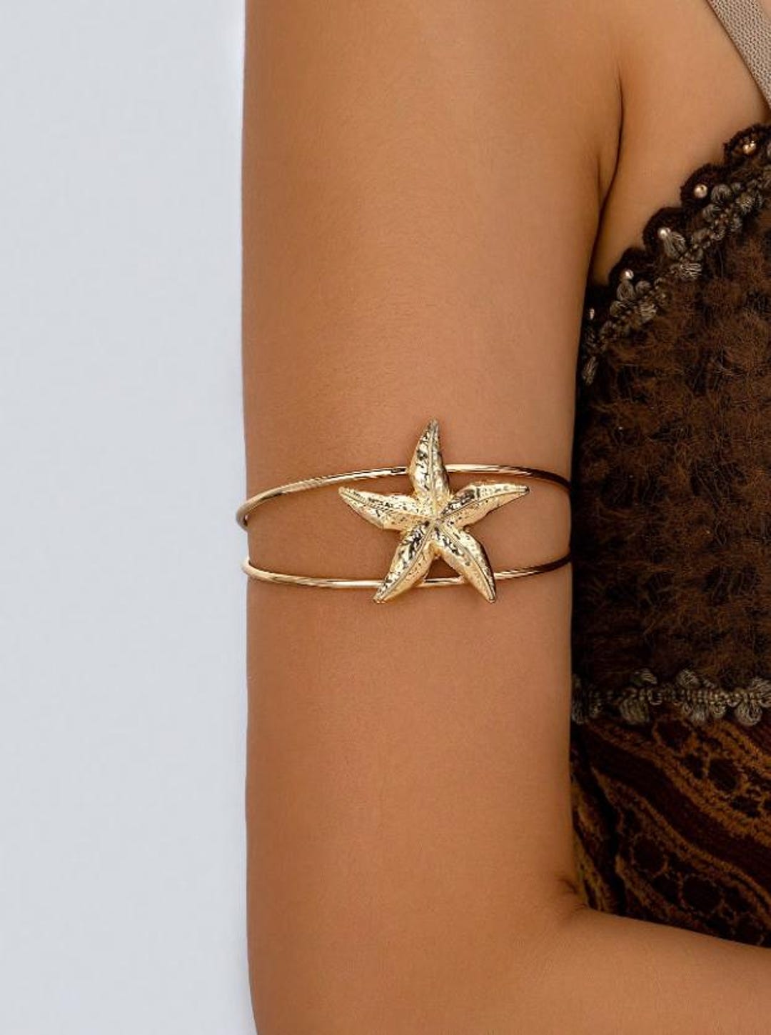 Gold Starfish Arm Cuff Bracelet: Coastal Beach Jewelry - Etsy