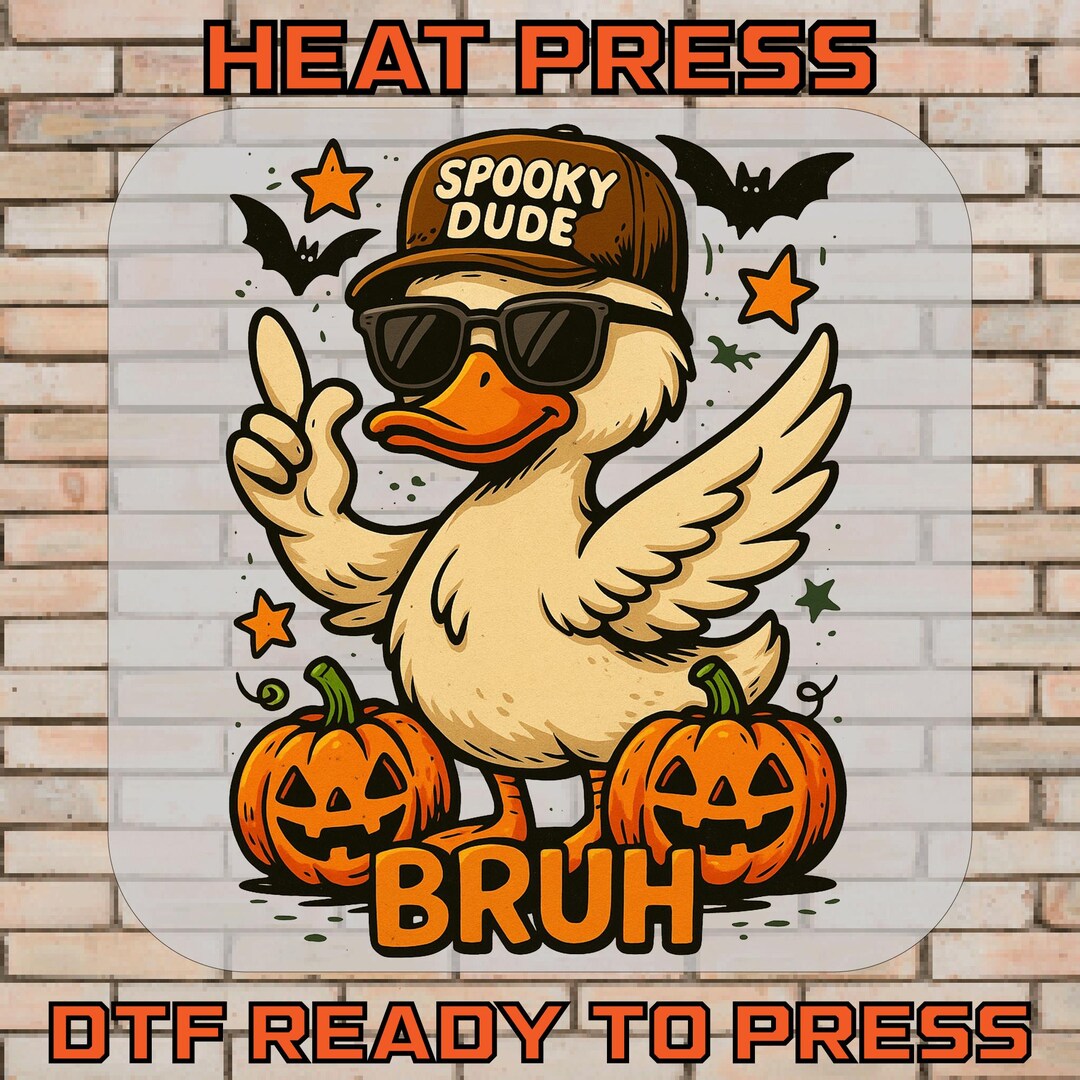 Spooky Dude Bruh Duck DTF Transfer: Funny Halloween Iron-on Print - Etsy