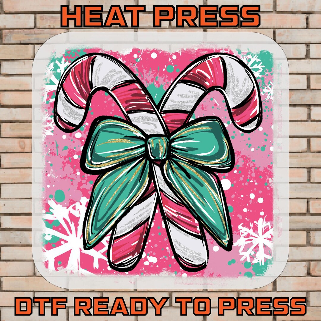 Candy Cane Bow DTF Transfer: Pink Retro Christmas Shirt - Etsy