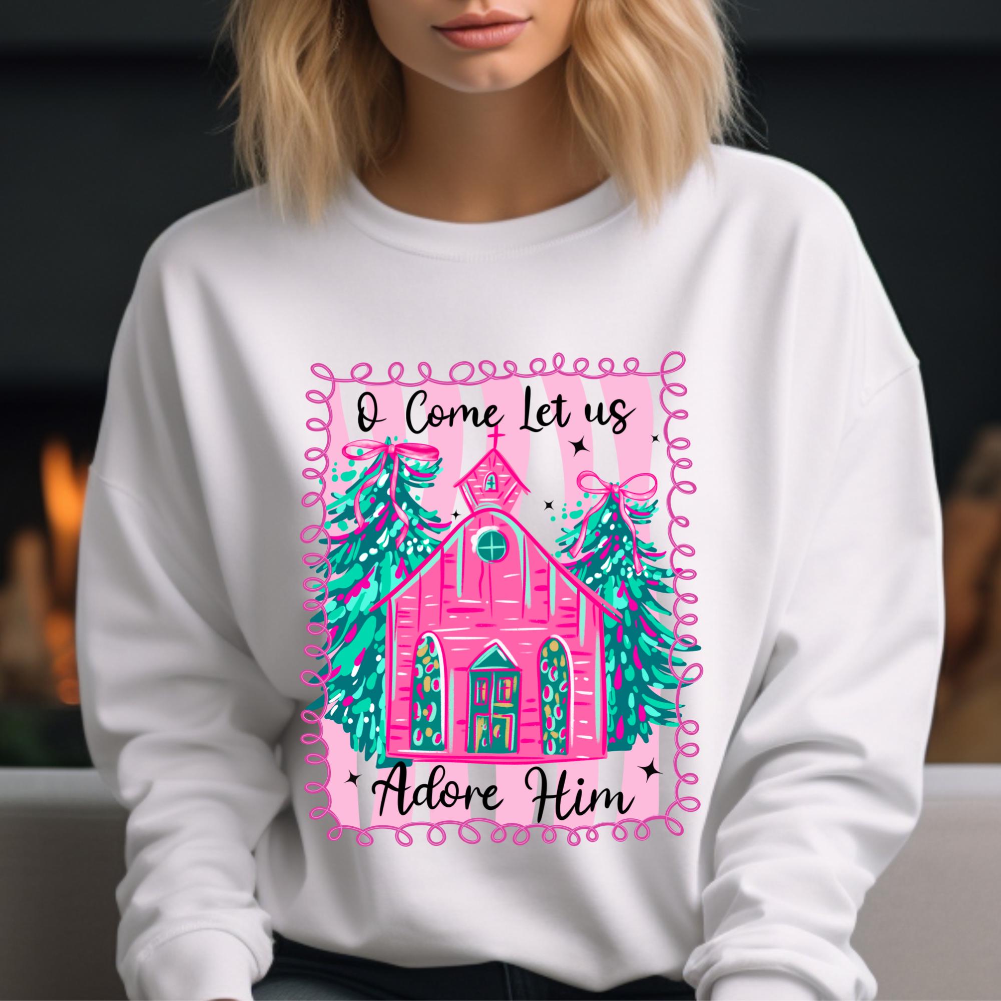 Pink Christmas Church Ready to Press, Coquette Holy Time DTF Transfer ...