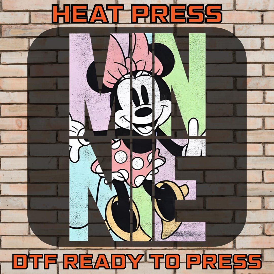 Minnie Typography DTF Transfer Retro Mouse Lettering Print Gift for ...