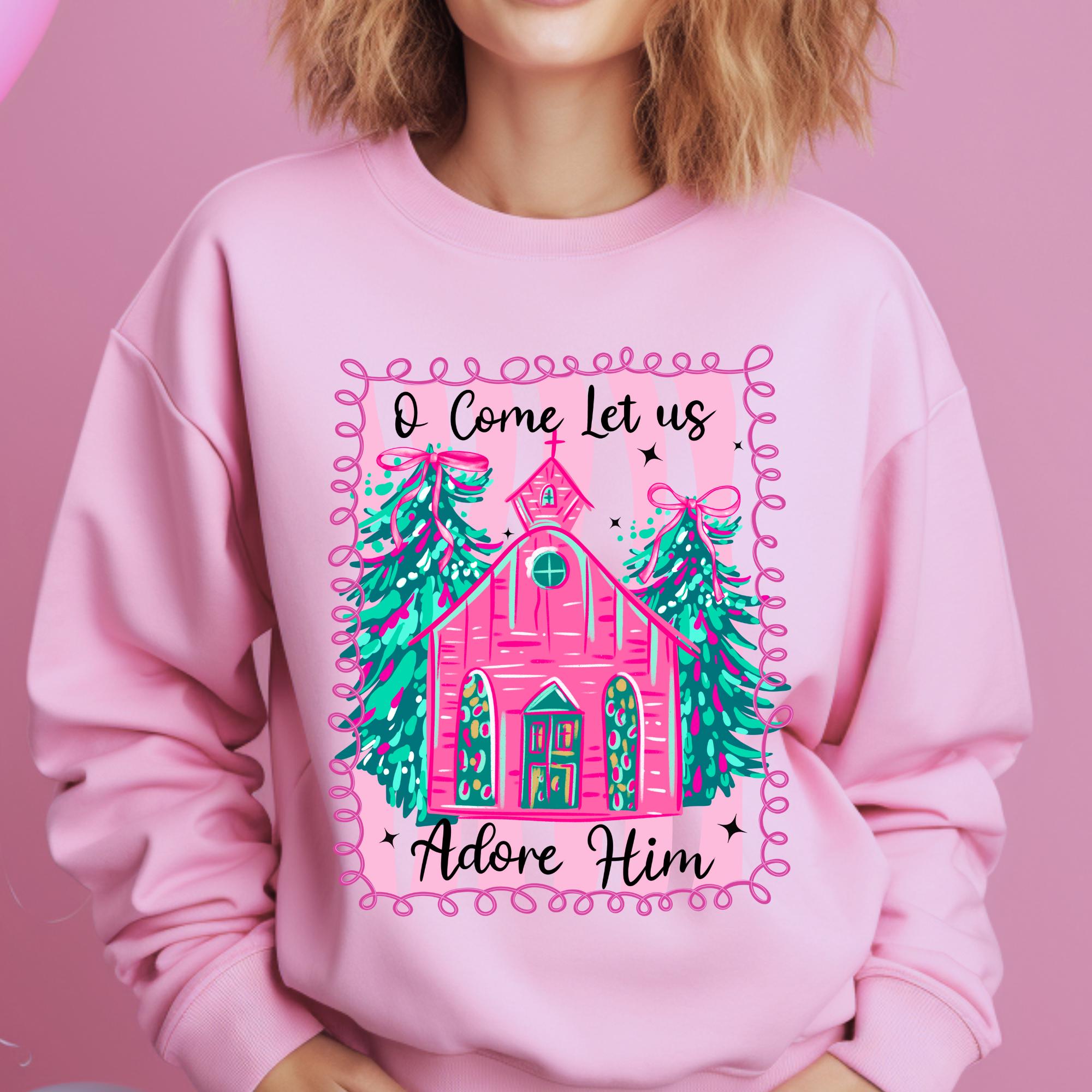 Pink Christmas Church Ready to Press, Coquette Holy Time DTF Transfer ...