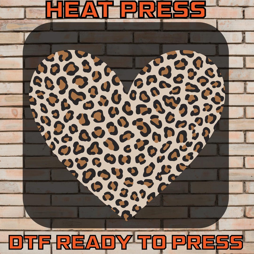 Leopard Heart DTF Transfer, Cheetah Print Valentine Love Animal Ready ...
