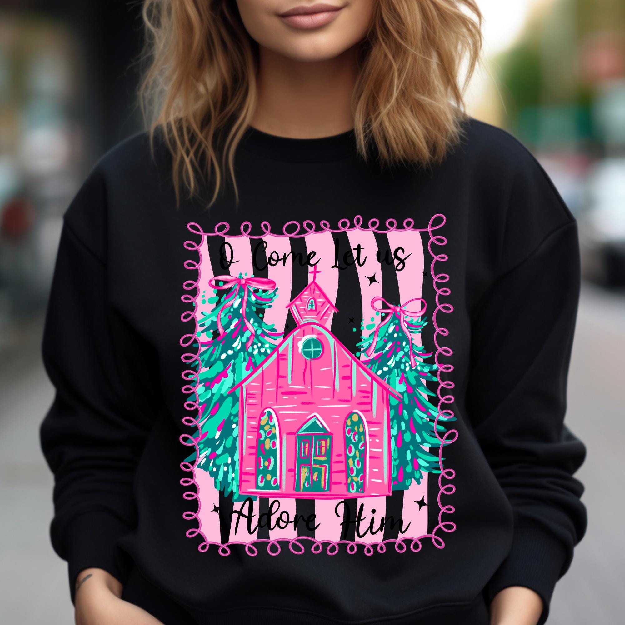 Pink Christmas Church Ready to Press, Coquette Holy Time DTF Transfer ...