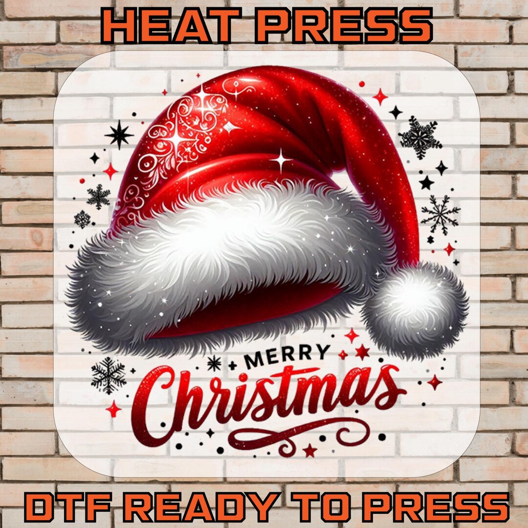 Red Glitter Santa Hat Ready to Press, Merry Christmas DTF Transfer - Etsy