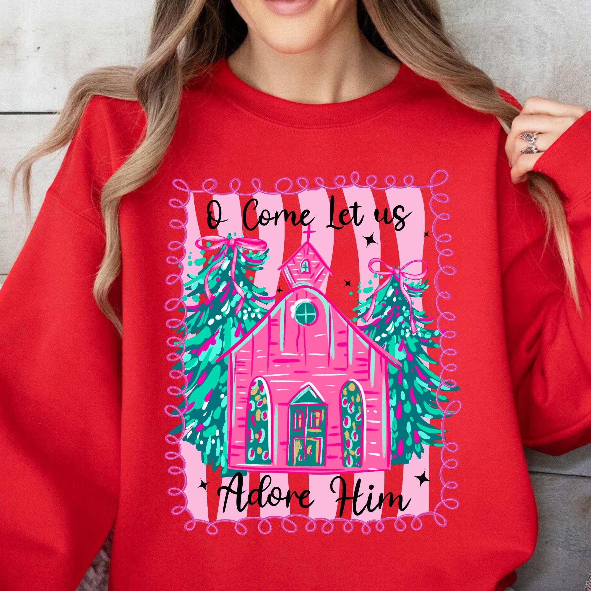 Pink Christmas Church Ready to Press, Coquette Holy Time DTF Transfer ...