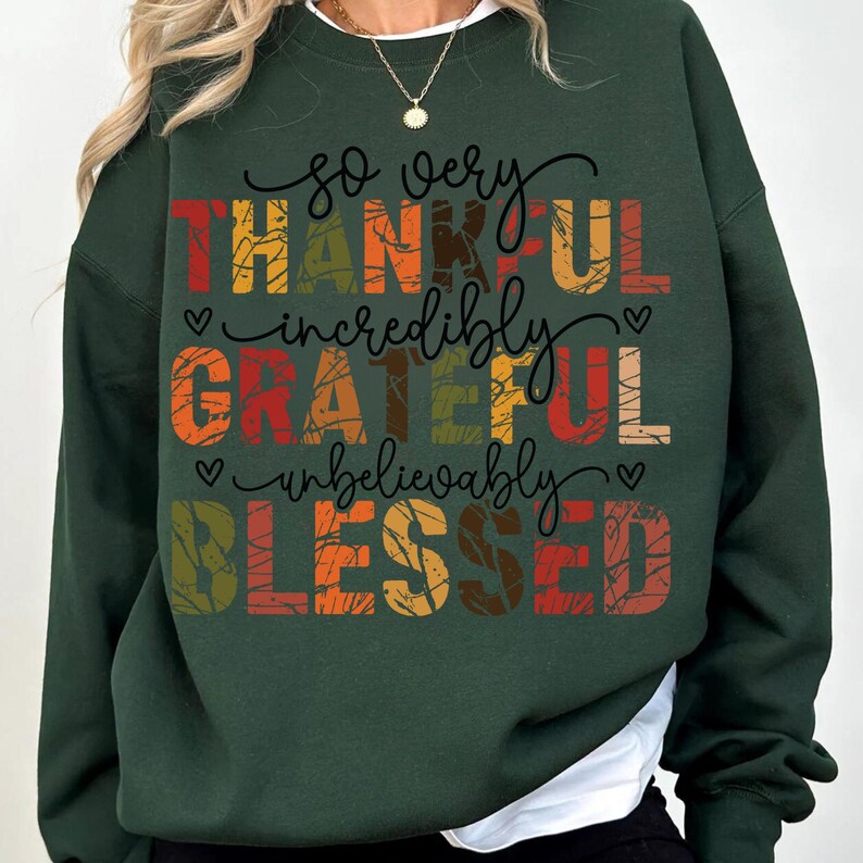 Thankful Grateful Blessed Ready to Press, Thanksgiving Faith DTF ...