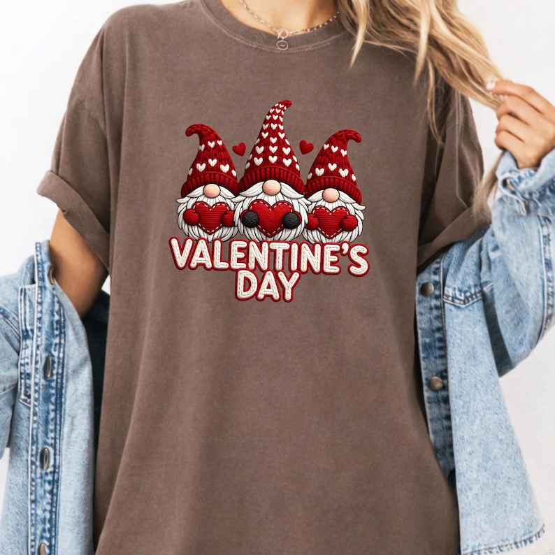 Yarn Valentine Gnomes DTF Transfer, Latch Hook Ready to Press, Red ...