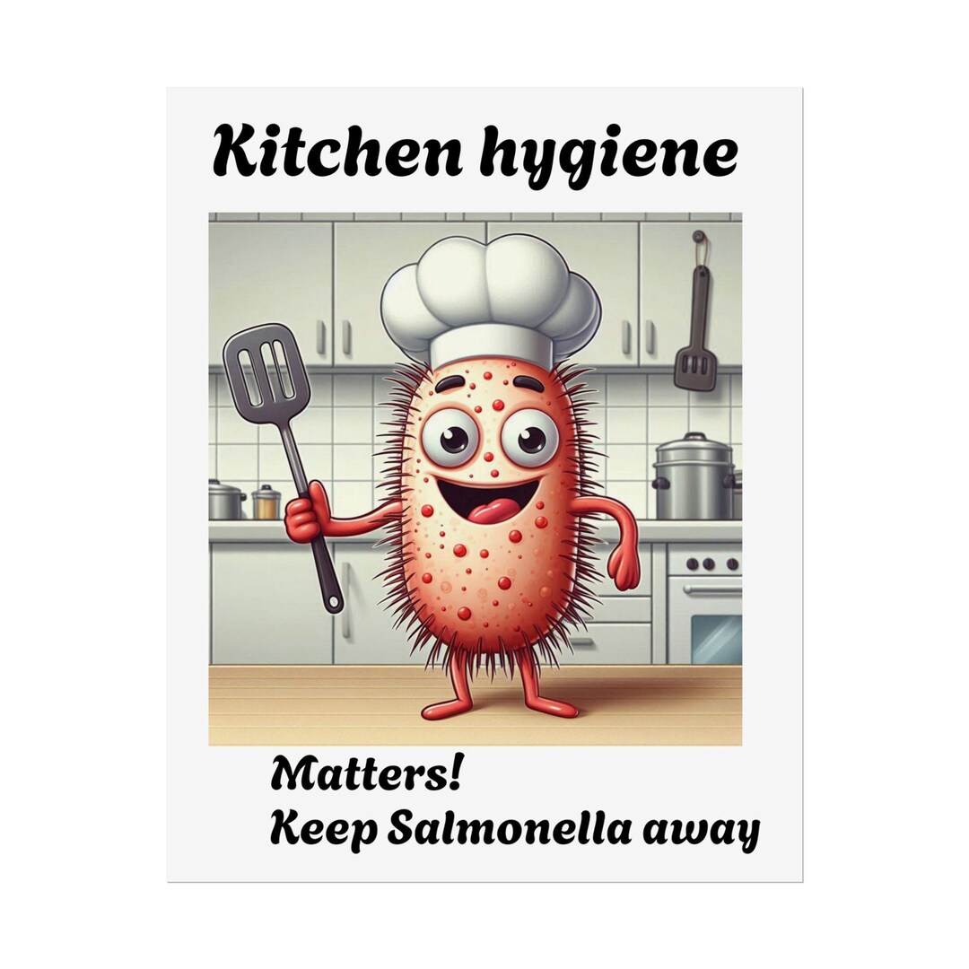 Kitchen Hygiene Rolled Poster - Fun Cooking Decor, Chef Cartoon ...