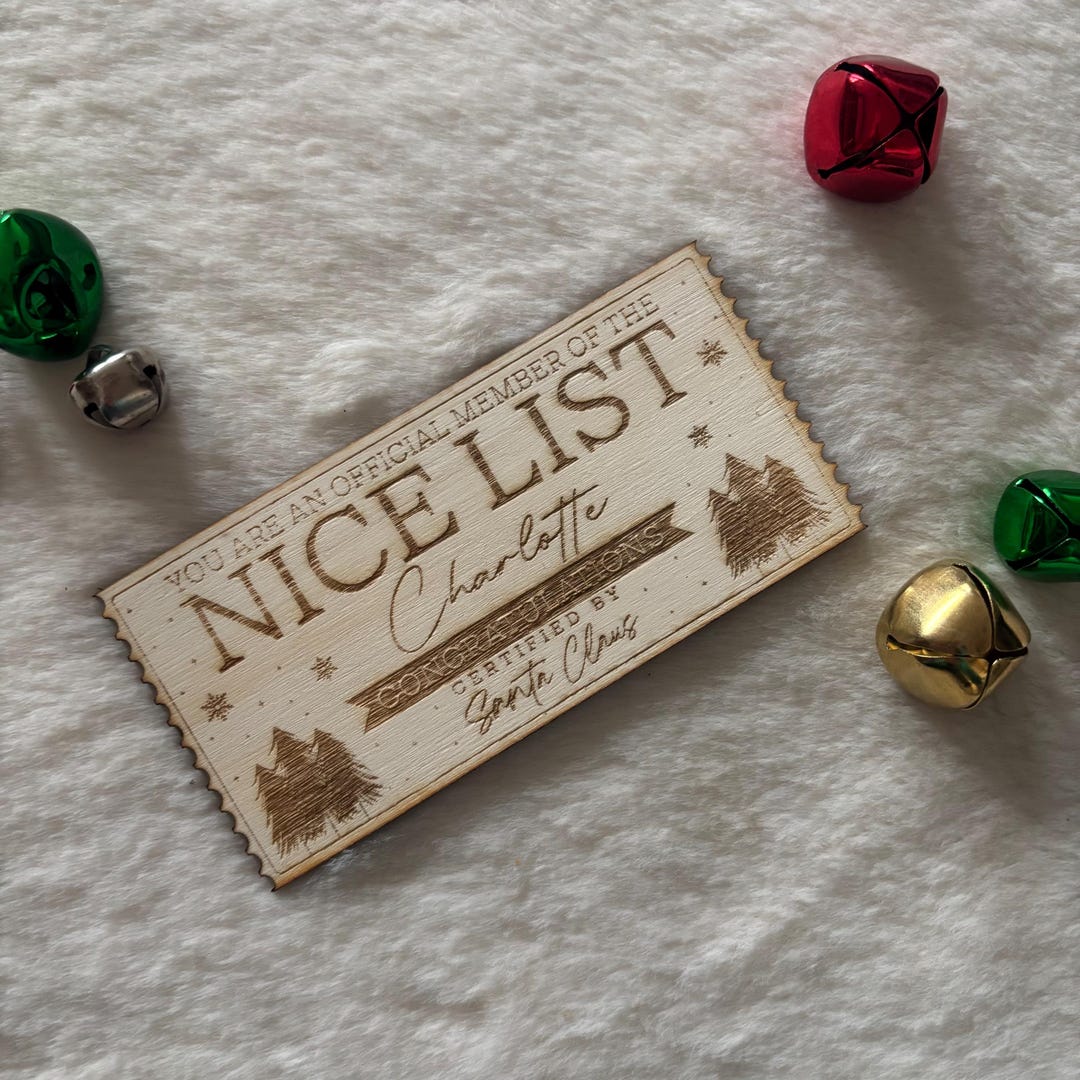 Wooden Engraved Nice List Ticket, Christmas Eve Box Token, Elf Gift - Etsy