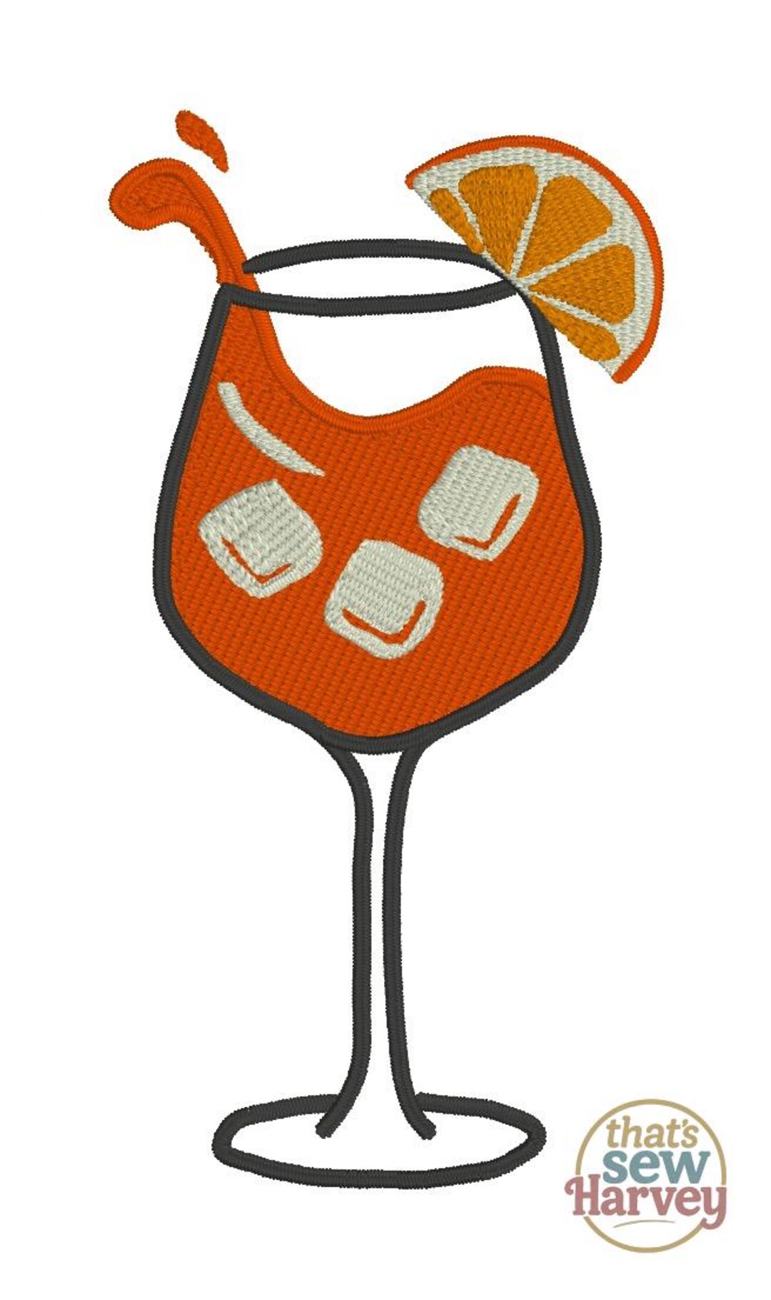 4 Sizes - Aperol Spritz Embroidery Design File Sloshy Cocktail ...