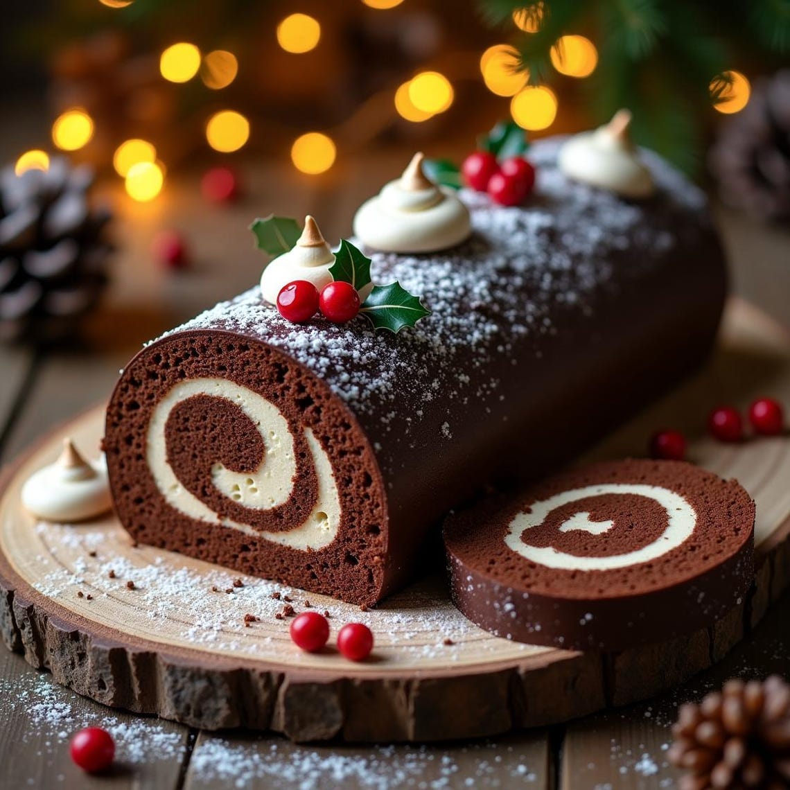 French Yule Log Cake Recipe: Bûche De Noël With Ganache (digital ...