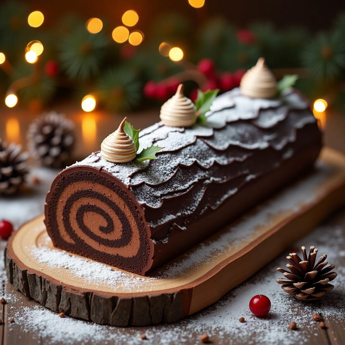 French Yule Log Cake Recipe: Bûche De Noël With Ganache (digital ...