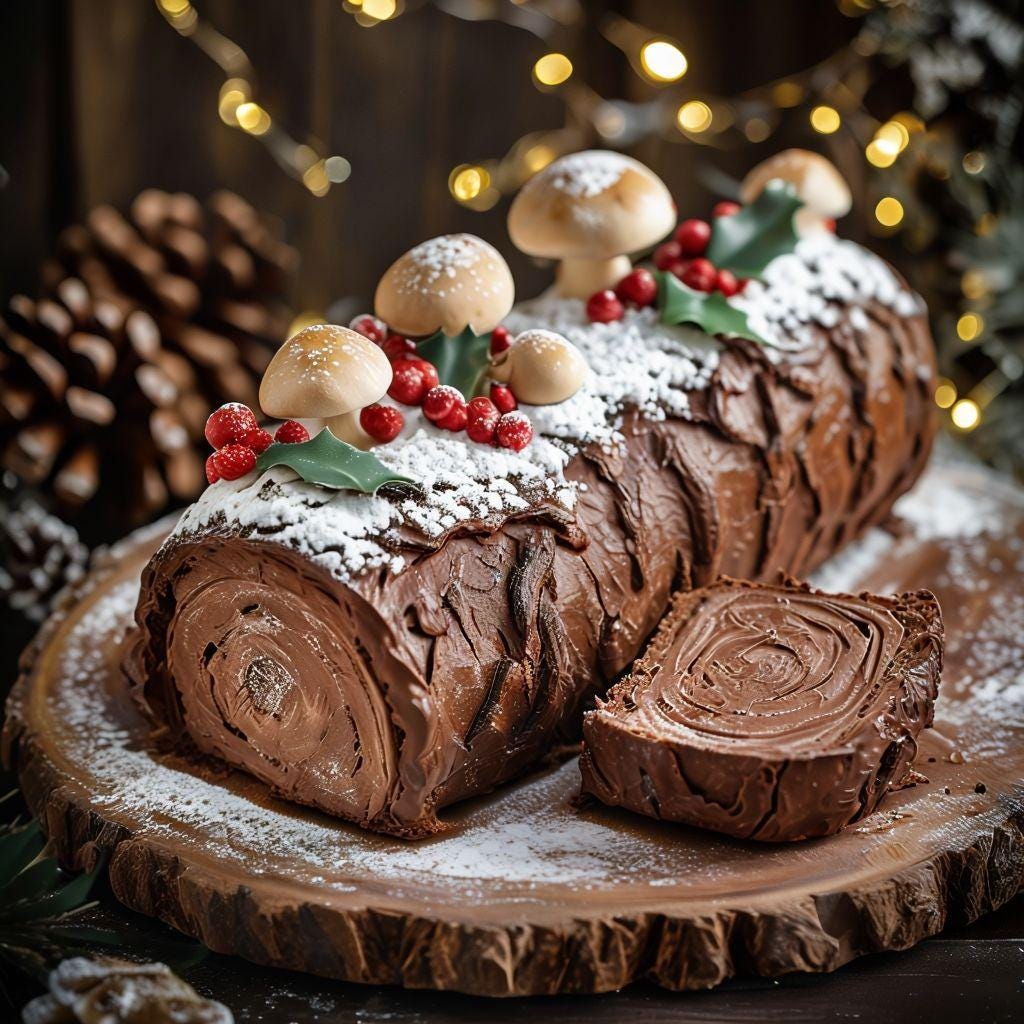 French Yule Log Cake Recipe: Bûche De Noël With Ganache (digital ...