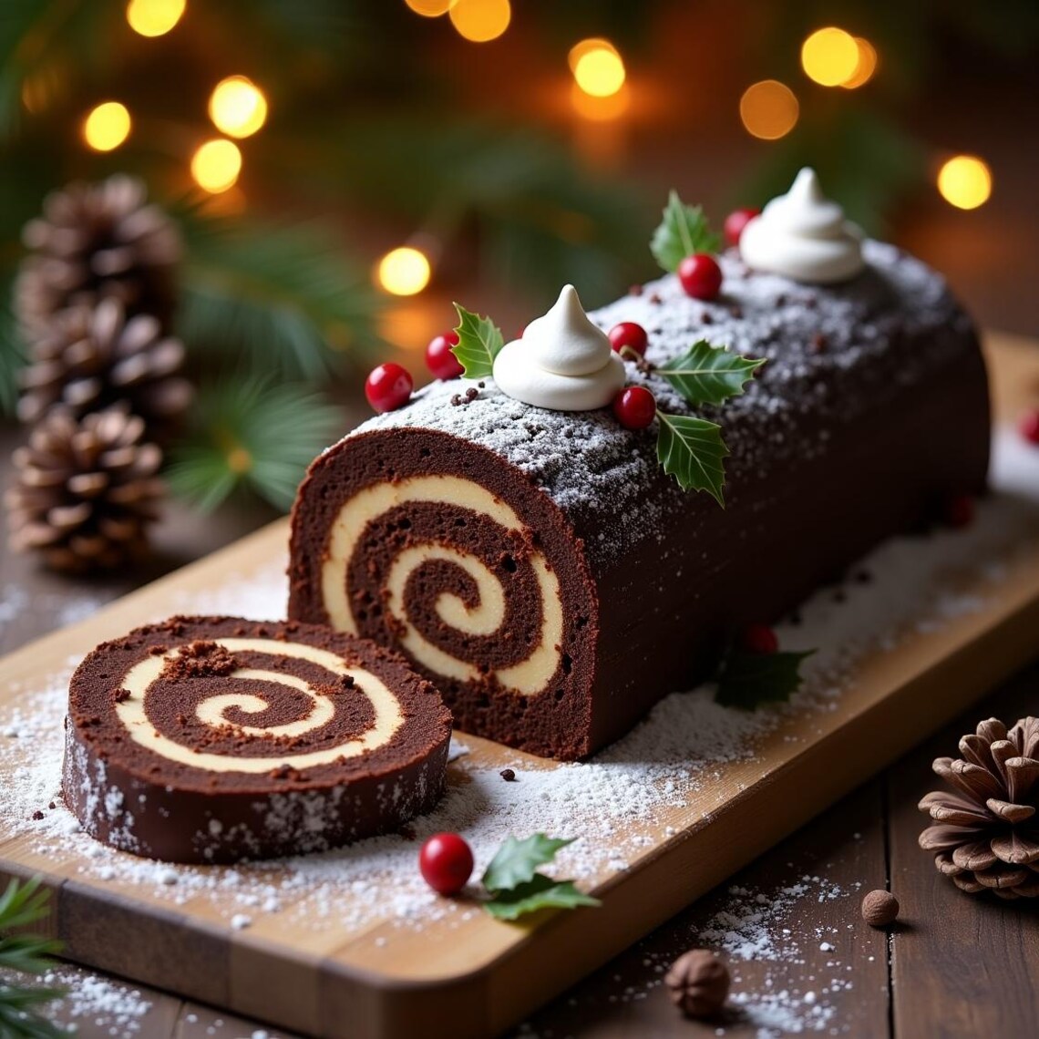 French Yule Log Cake Recipe: Bûche De Noël With Ganache (digital ...