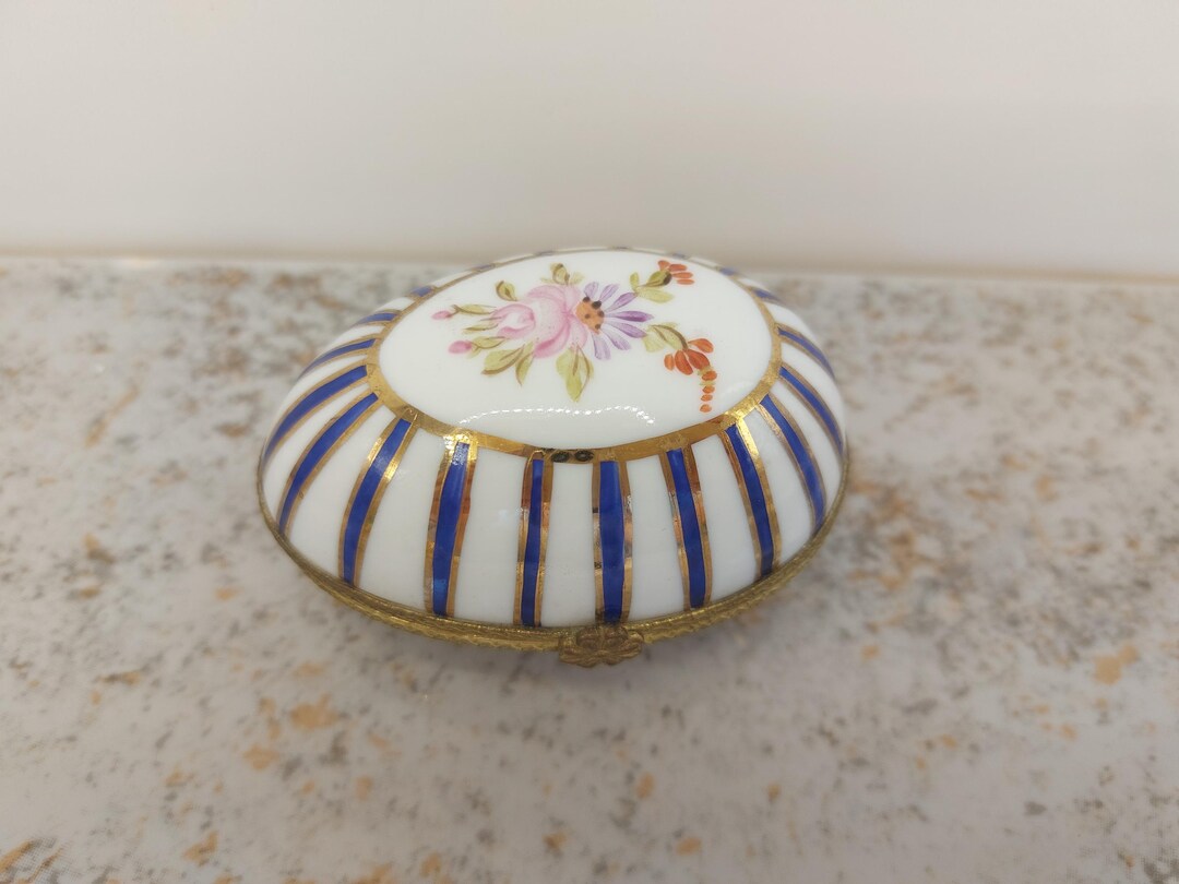 Porcelain Box From France. Small Gift Box. Egg Shaped Box. - Etsy