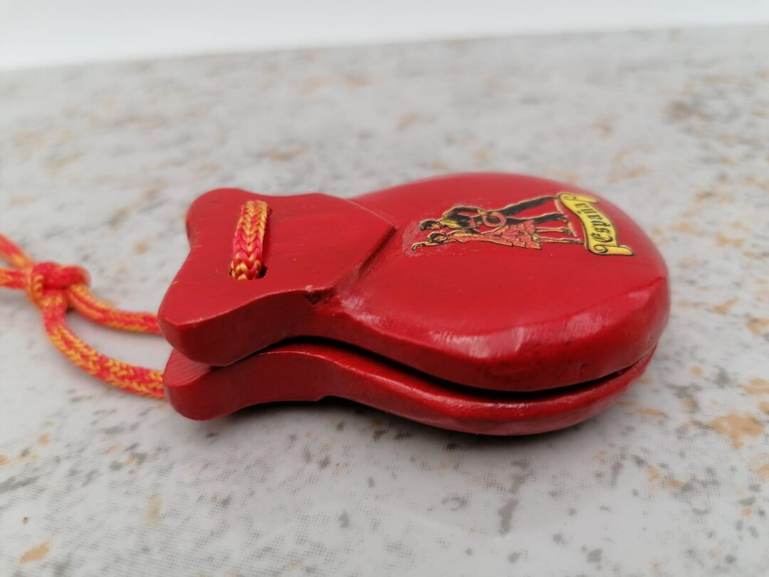 Vintage Small Red Wooden Castanets. Flamenco Small Castanets. Wooden ...