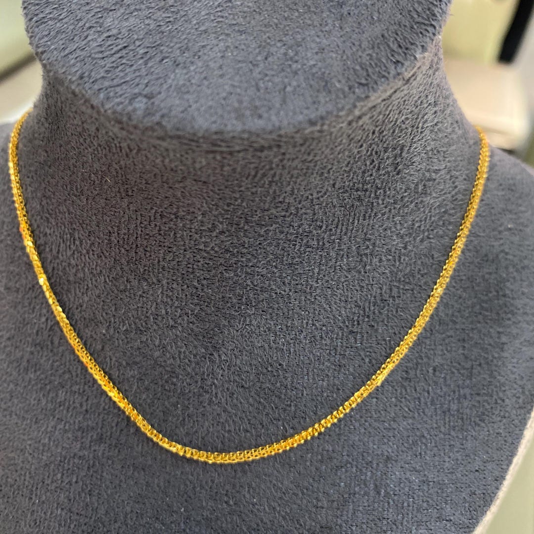 18K Solid Gold Wheat Chain Necklace, Made in Italy - Etsy