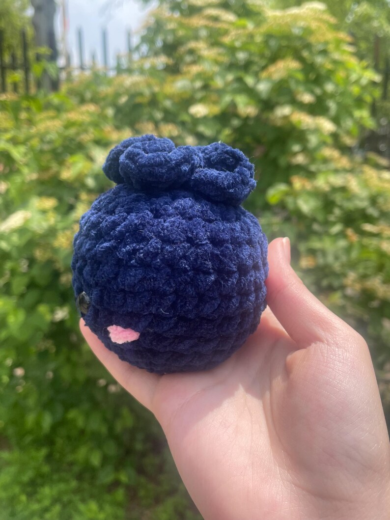 Crocheted Blueberry Plushie: Handmade Polyester Yarn Stuffed Toy - Etsy