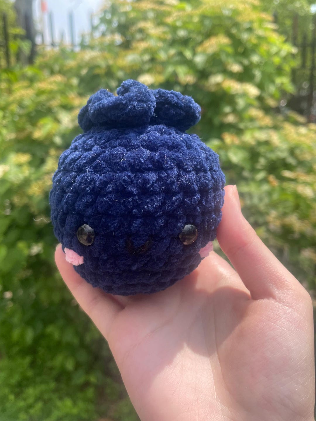 Crocheted Blueberry Plushie: Handmade Polyester Yarn Stuffed Toy - Etsy