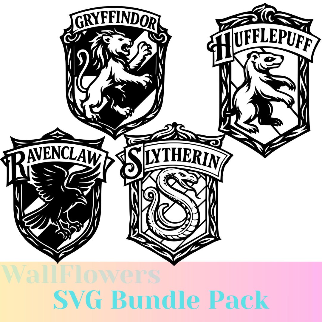 Hogwarts House Crests SVG Bundle, Wizard School Digital Files, Harry ...