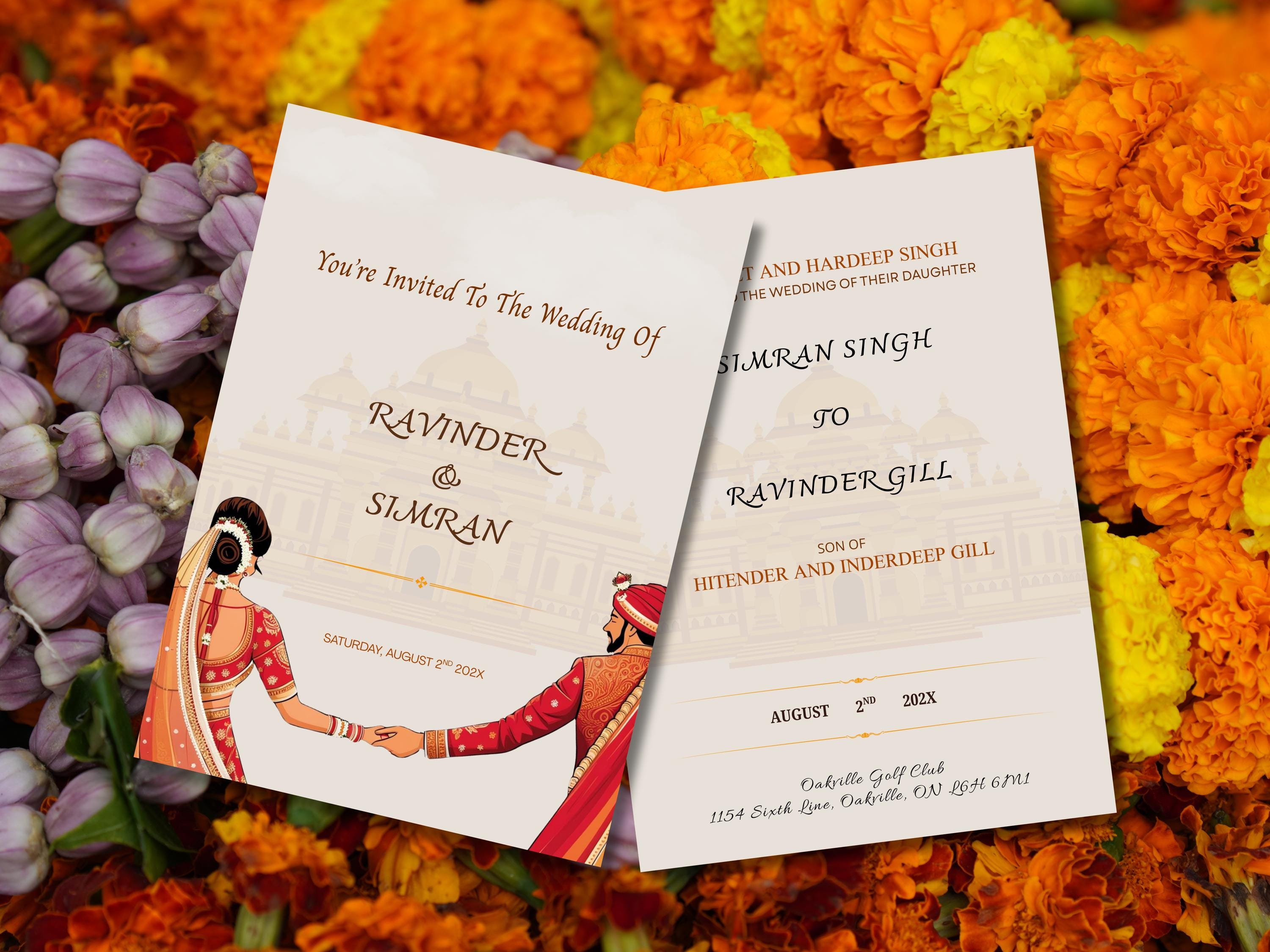 Digital Indian Wedding Invitation Suit, Minimalist Hindu Card, Bride ...