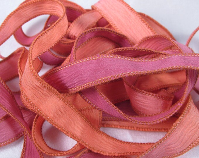 42 Hand Dyed Silk Ribbon Silk Wrist Wrap Hand Painted - Etsy