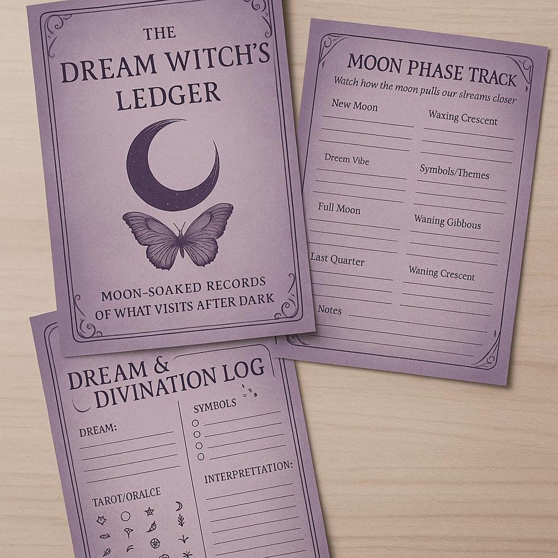 The Dream Witch’s Ledger – Printable Dream & Divination Journal + Moon ...