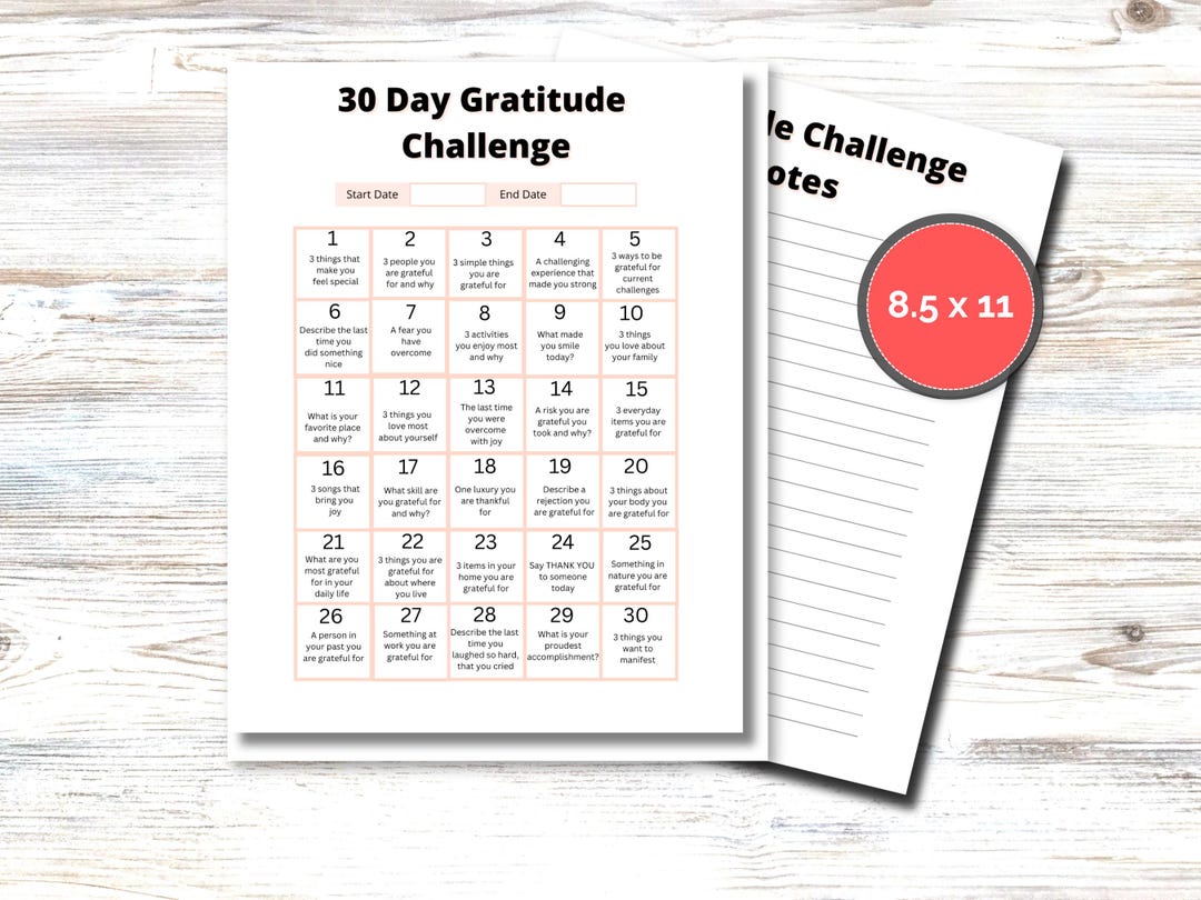 Gratitude Challenge Printable Journal Page, Growth Mindset, Mindful ...