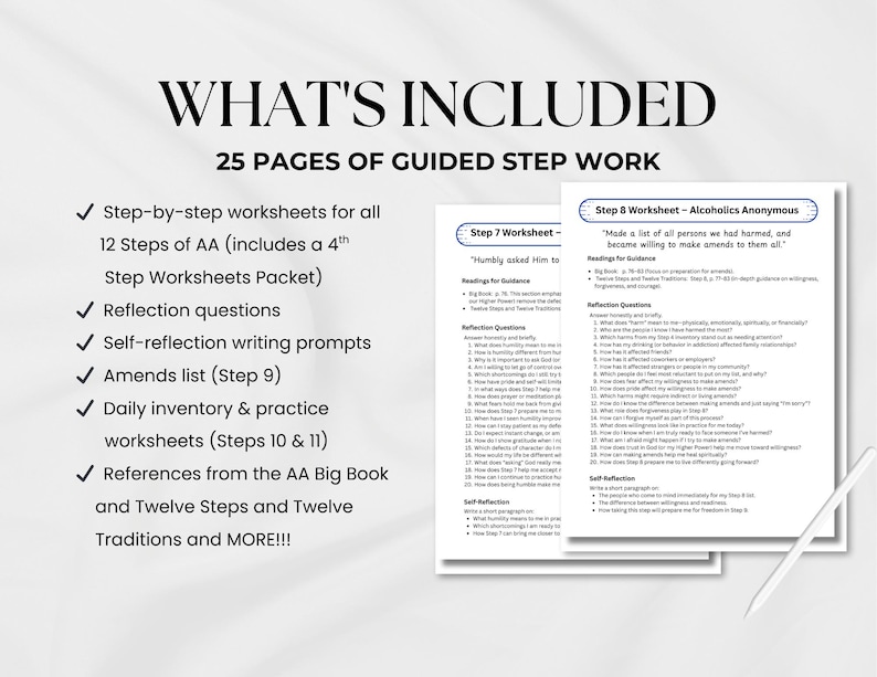12 Step Worksheets, Addiction Recovery, Self Help, Recovery Journal - Etsy