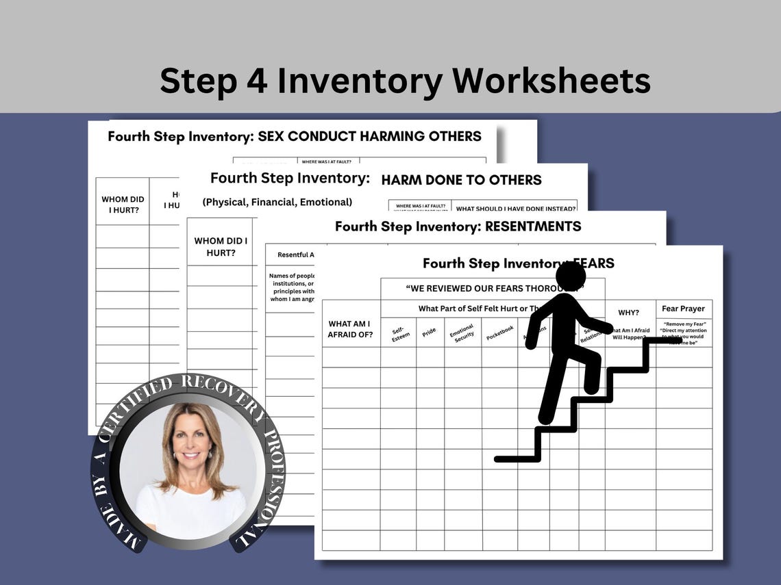Step 4 Inventory Worksheets, Addiction Recovery Self Help Worksheet, 12 ...