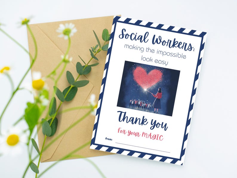 Social Worker Card Printable Thank You Note Digital Download Instant ...